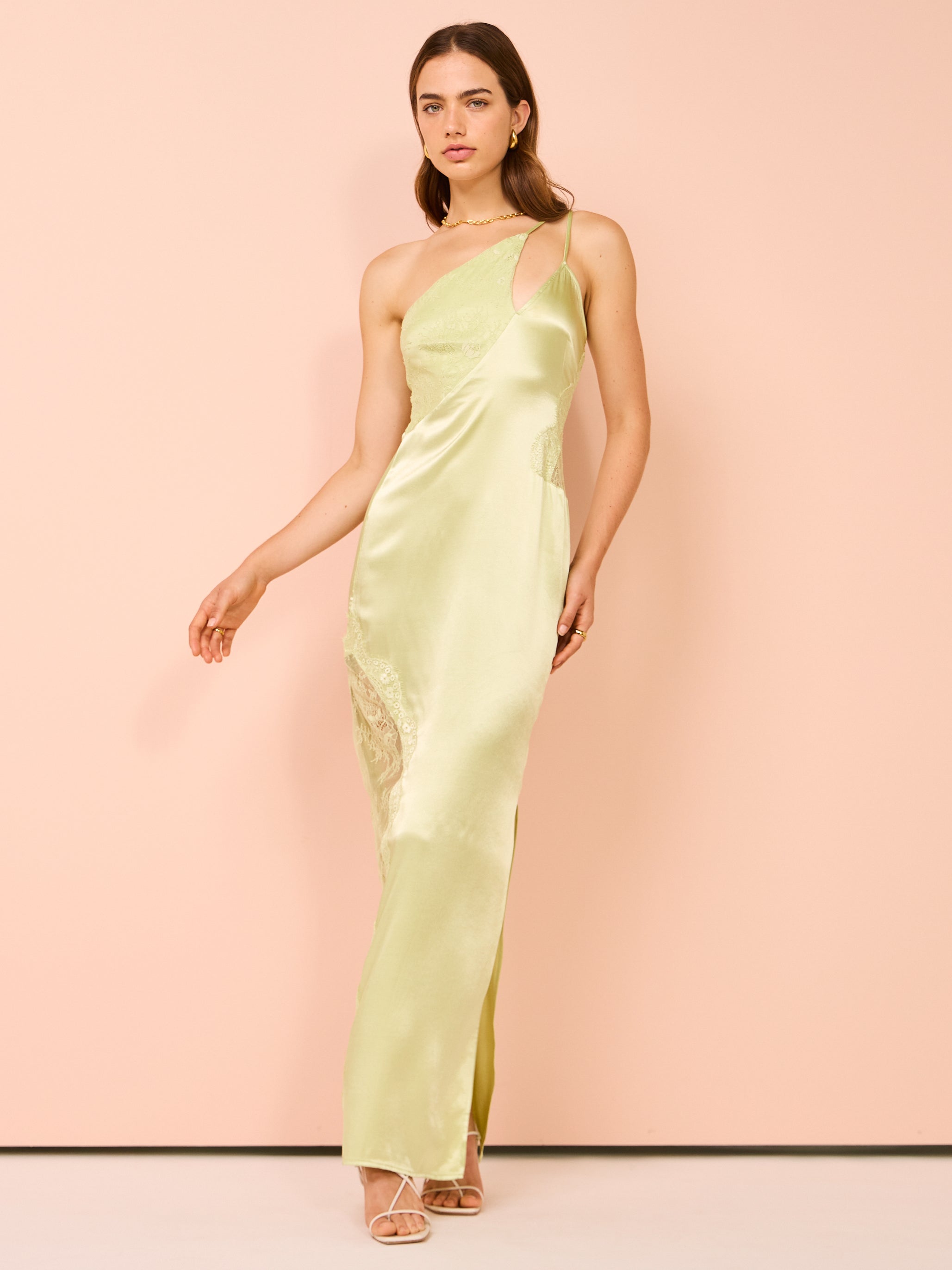 Suboo Nicky One Shoulder Maxi Dress in Celery Green – Coco & Lola