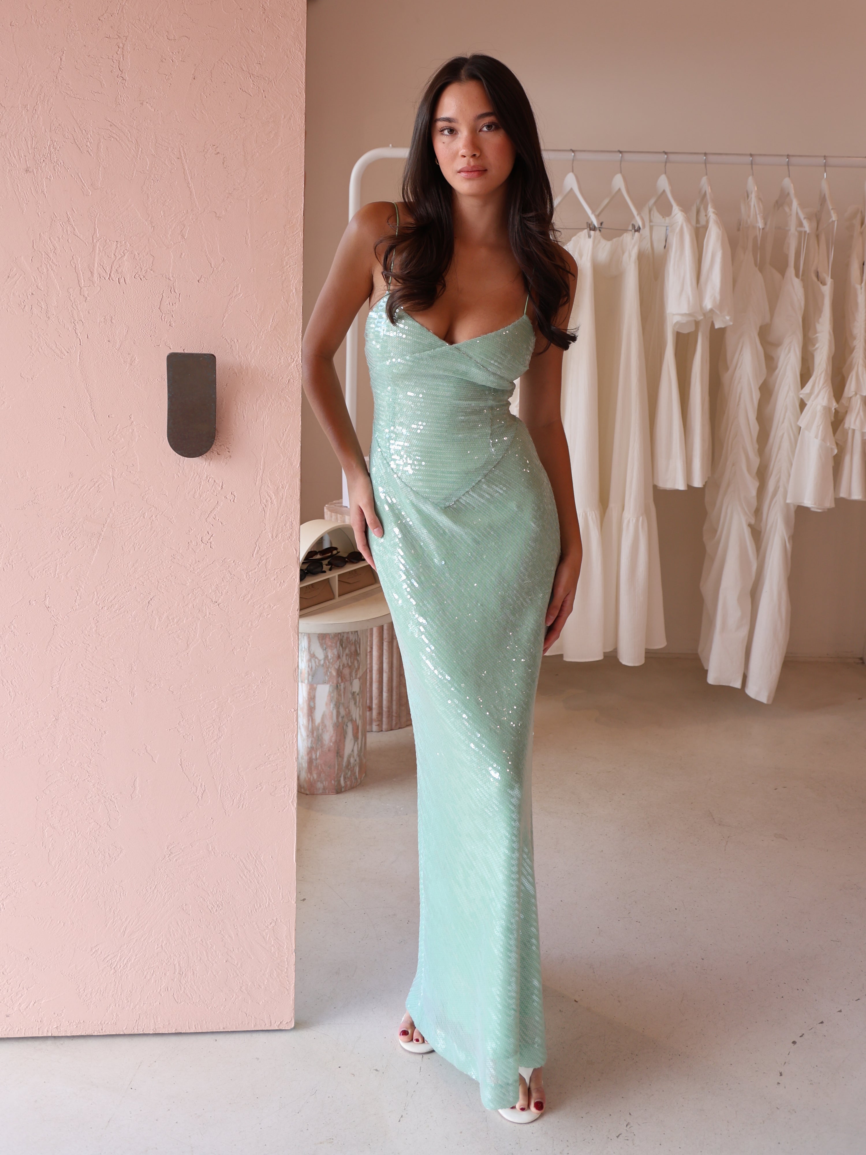 New Romantics Andy Diamond Bodice Maxi Dress in Apple – Coco & Lola