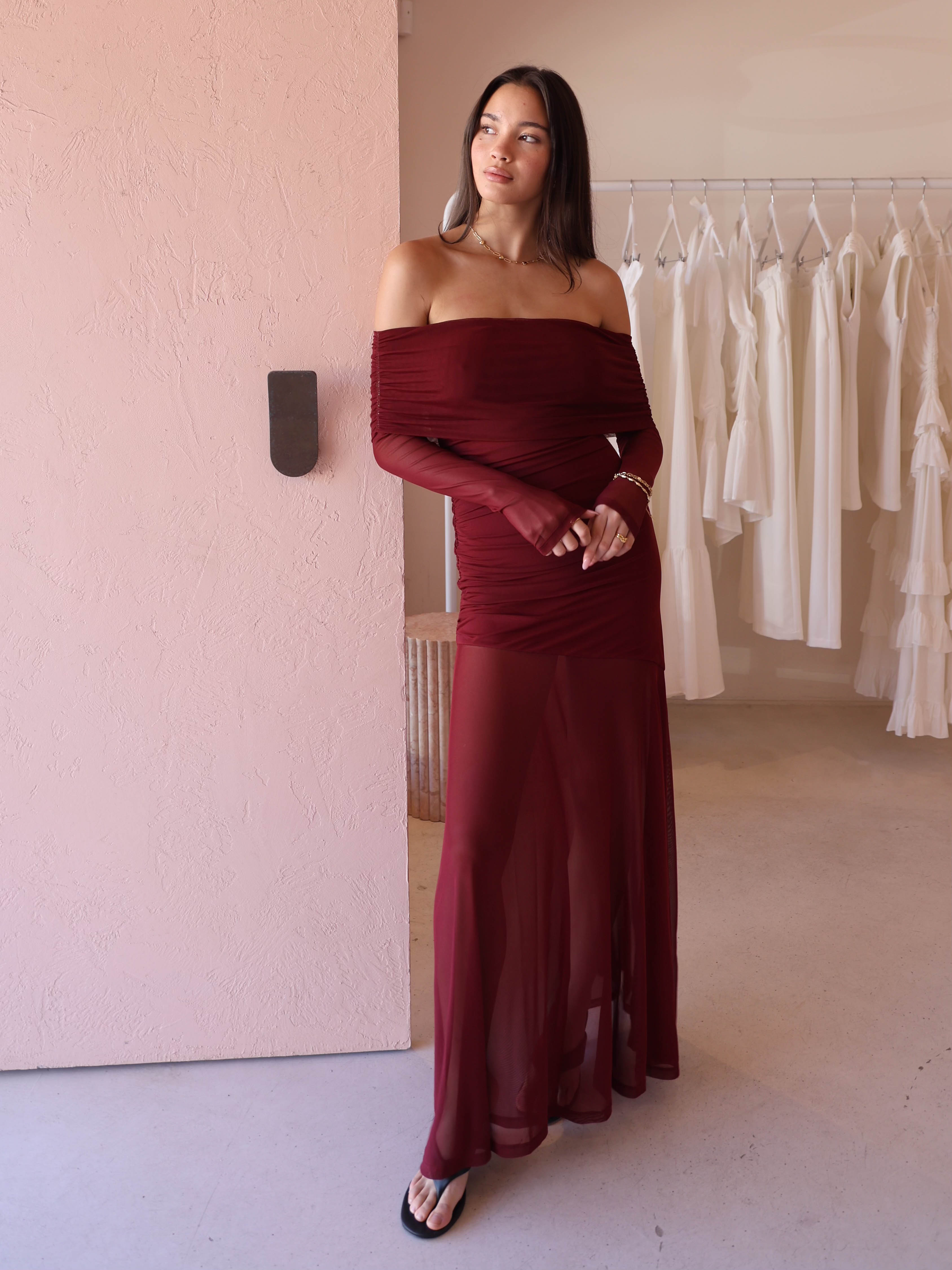 By Nicola Belle Maxi Dress in Berry – Coco & Lola
