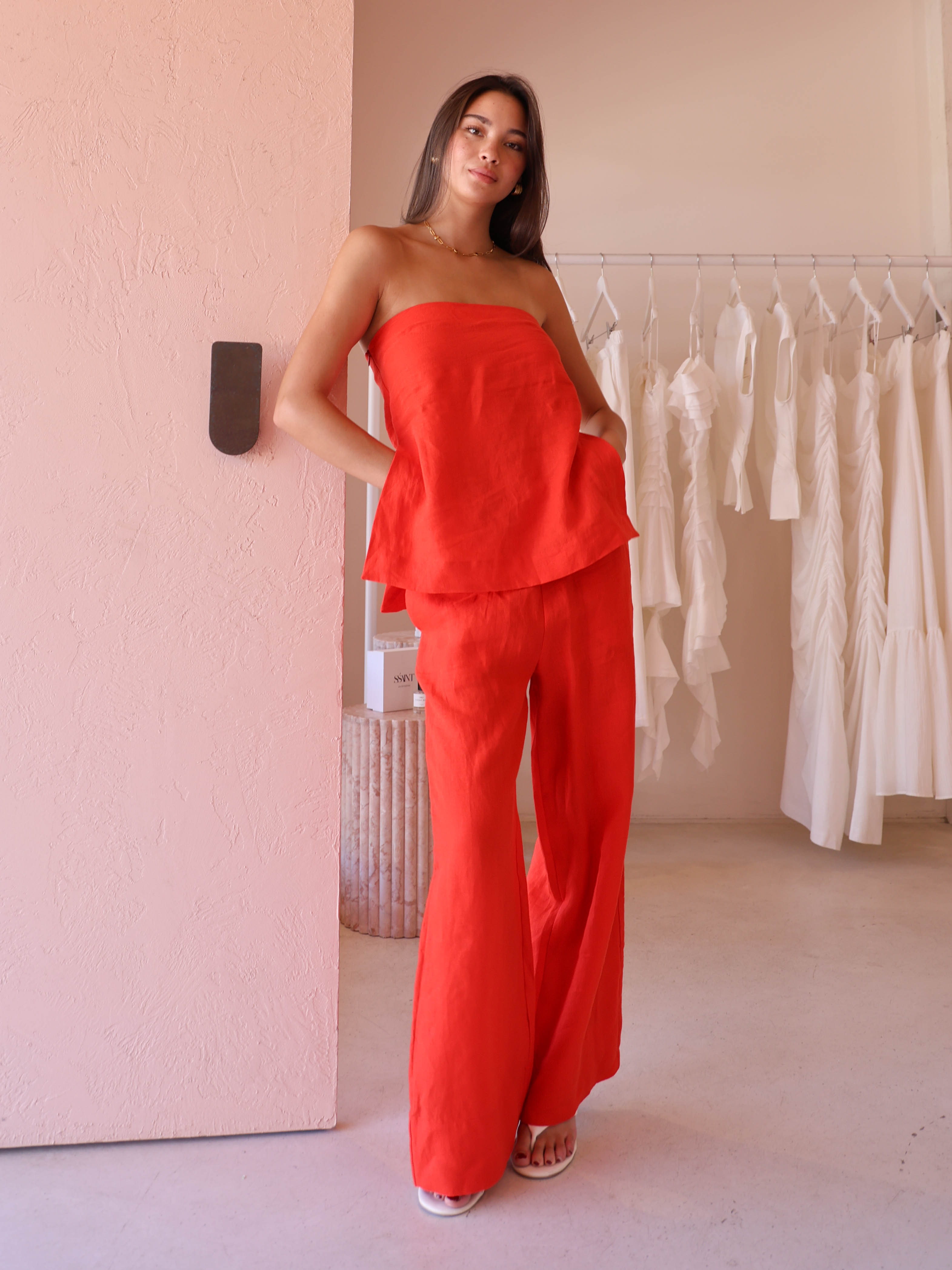 New Romantics Brodie Drawstring Pant in Tangerine – Coco & Lola
