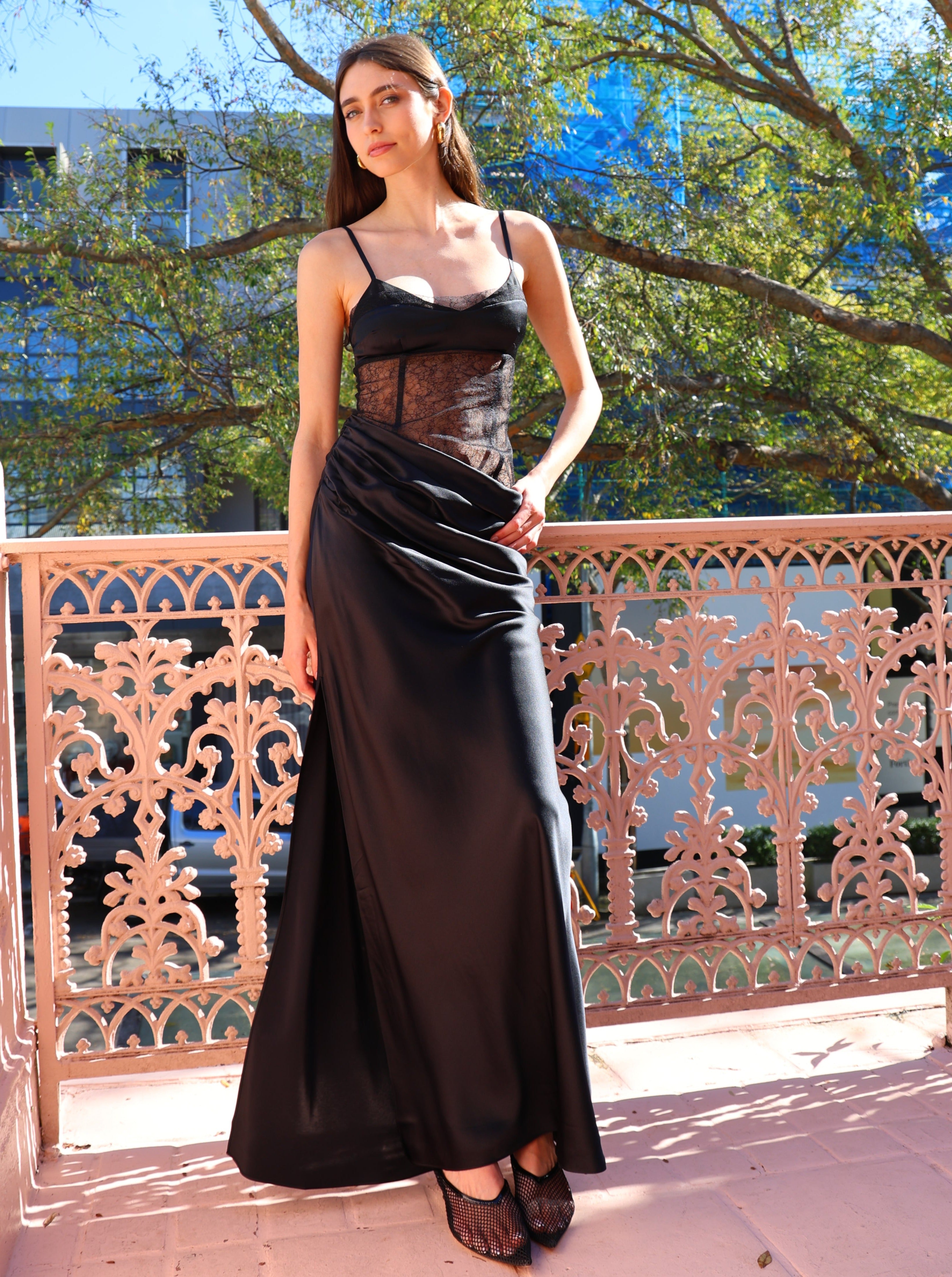 Sir Dunya Draped Gown in Black – Coco & Lola