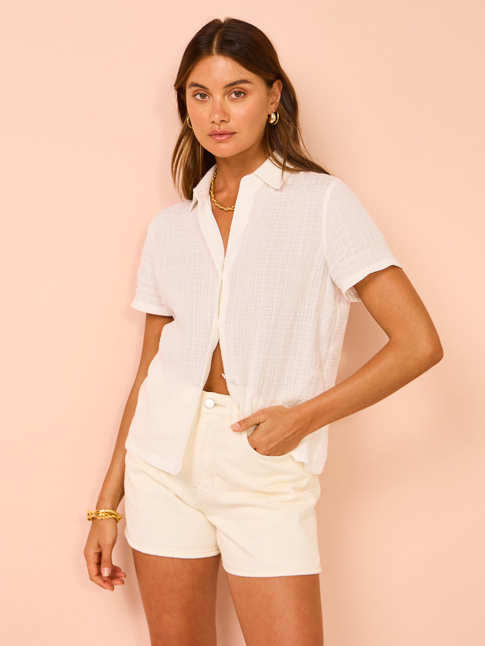 Assembly Label Calliope Short Sleeve Shirt in White – Coco & Lola