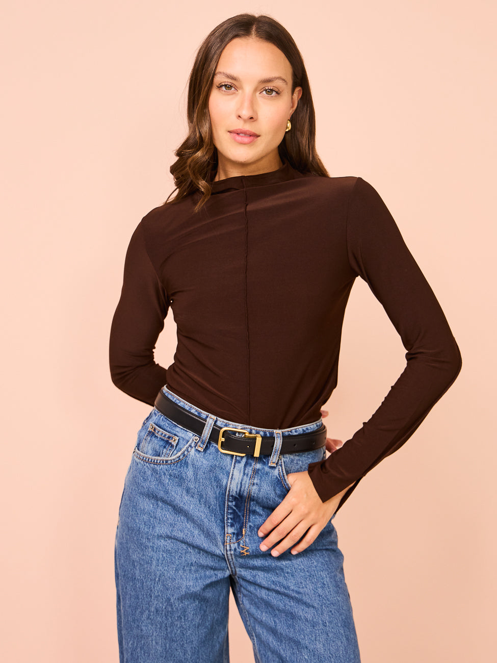 Ena Pelly Freya Long Sleeve Top in Mahogany – Coco & Lola