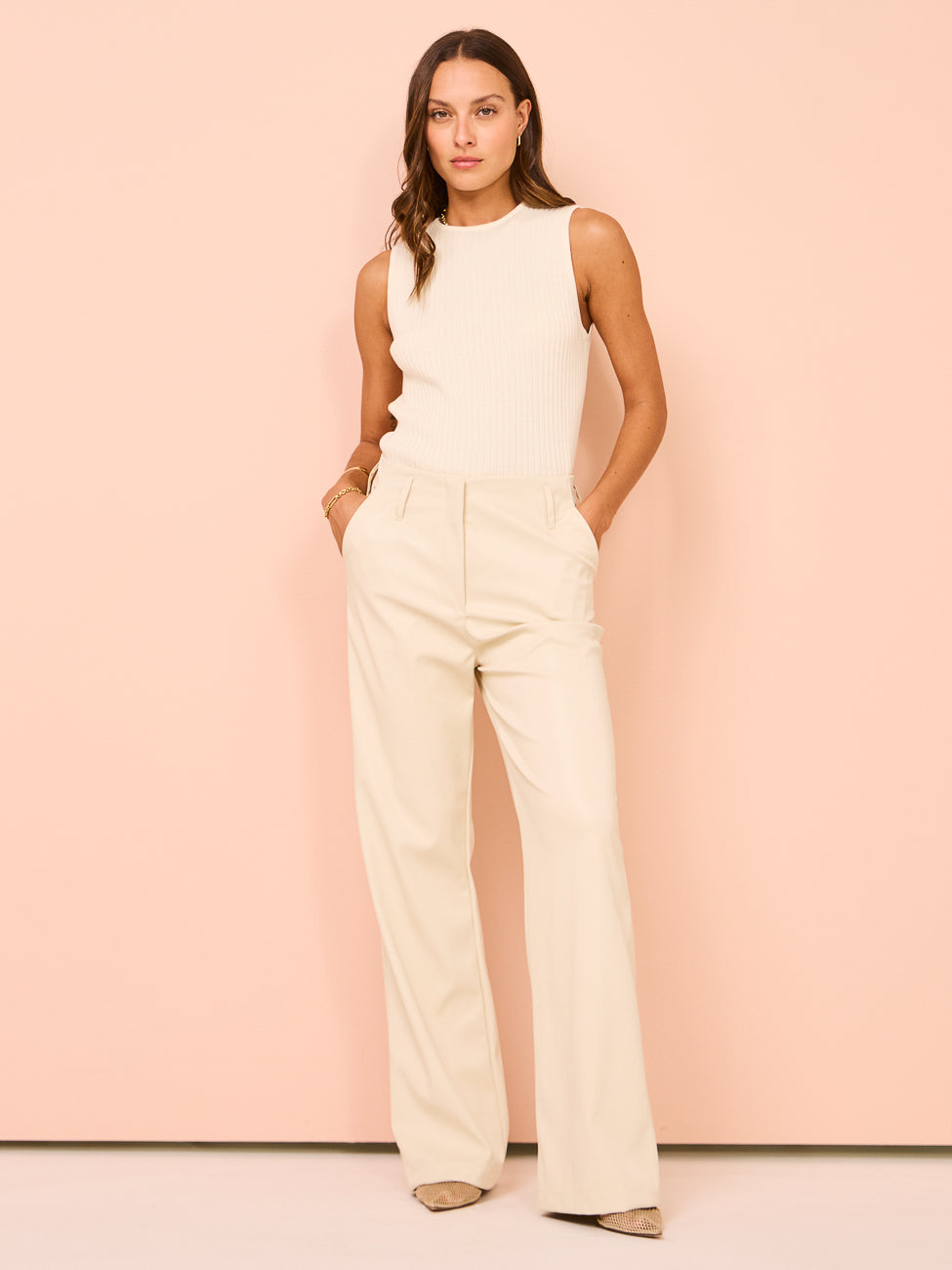 Romy Vegan Leather Pant in Cream – Coco & Lola