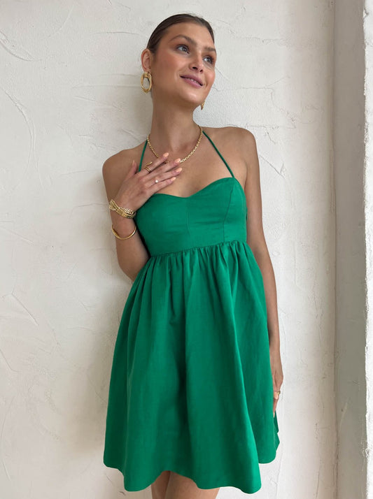 Mon Renn Willow Mini Dress in Kelly Green – Coco & Lola