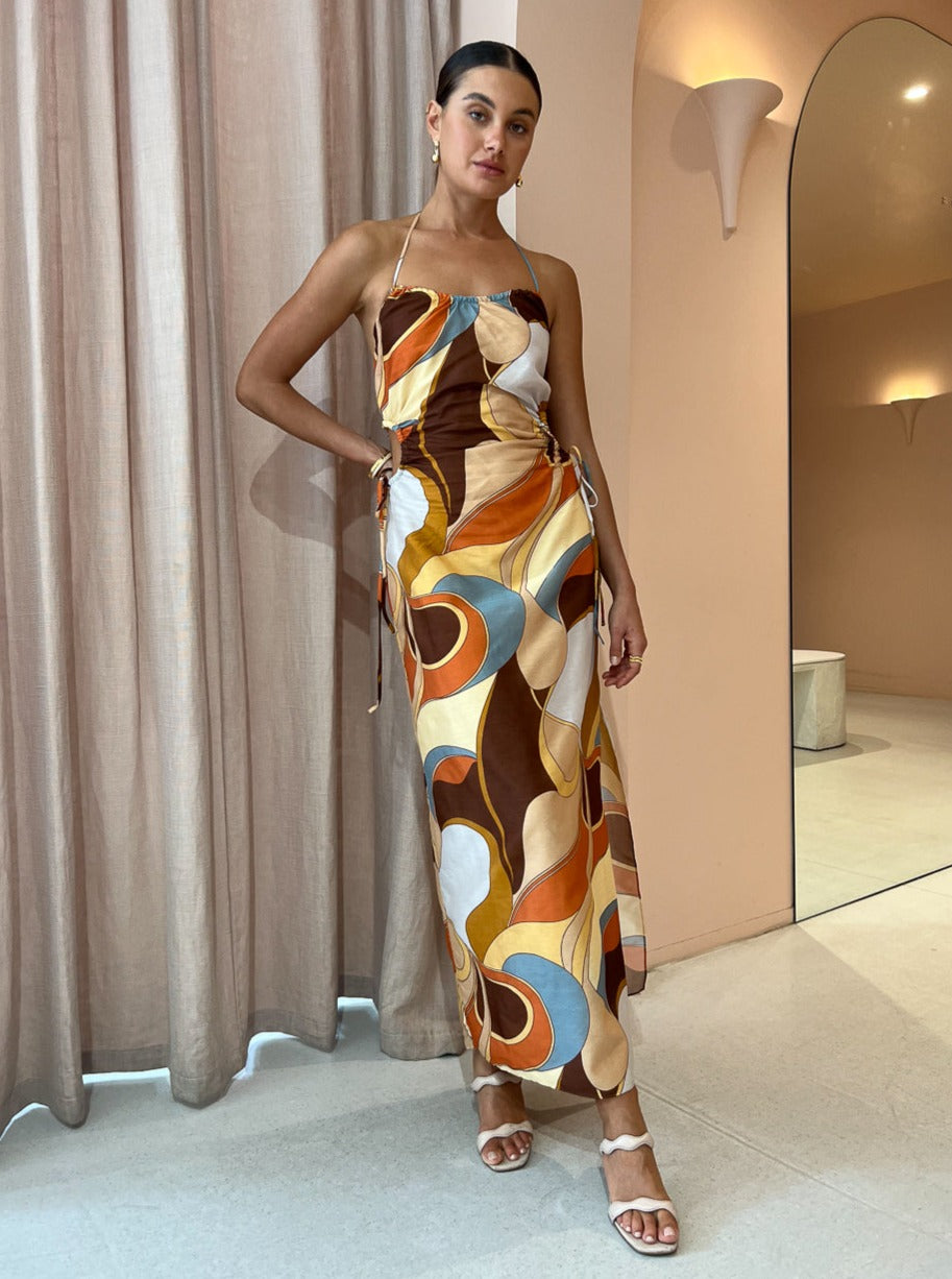 Sir Vista Halter Midi Dress in Vista Print – Coco & Lola
