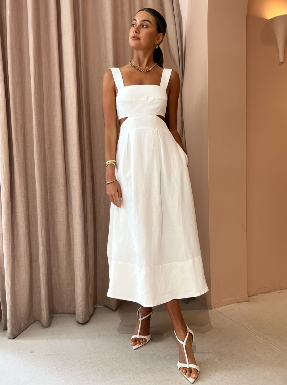 Shona Joy Morgan Cut Out Midi Dress in Ivory – Coco & Lola