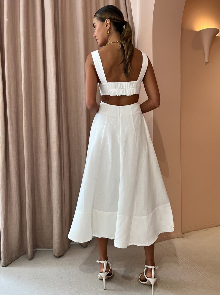 Shona Joy Morgan Cut Out Midi Dress in Ivory – Coco & Lola